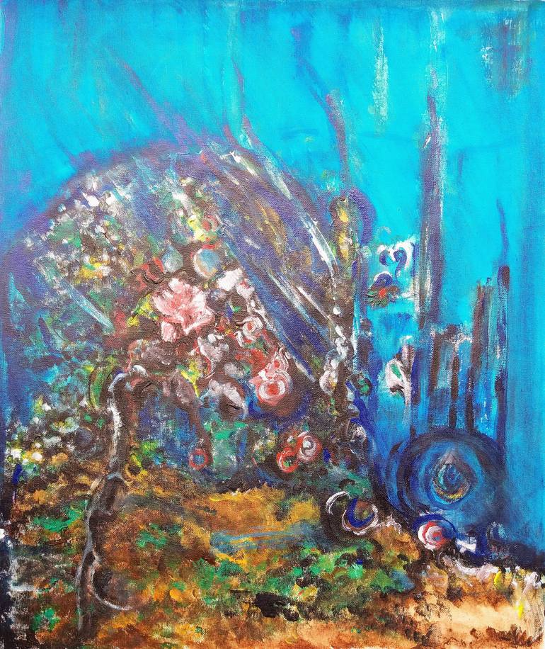 Blue Greek Landscape Painting by Marianna Tatini Moraitou | Saatchi Art