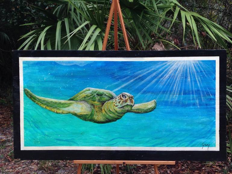 Sea Turtle Painting by Robert Gray | Saatchi Art