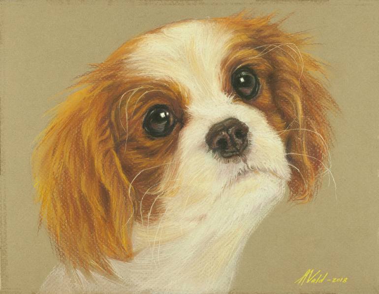 Cavalier King Charles Spaniel Original Pastel Painting Painting by Alex ...