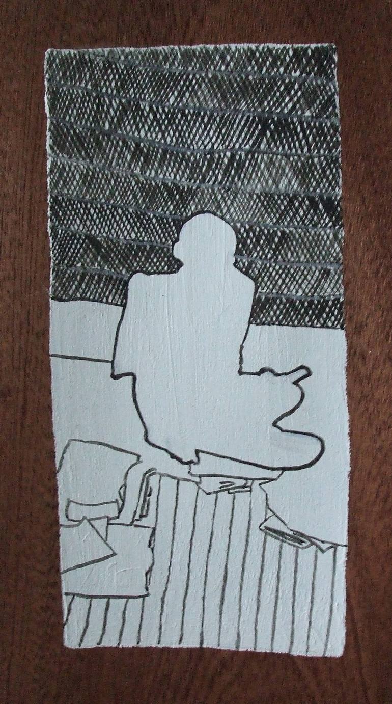 Gandhi reading Painting by Saif Osmani | Saatchi Art