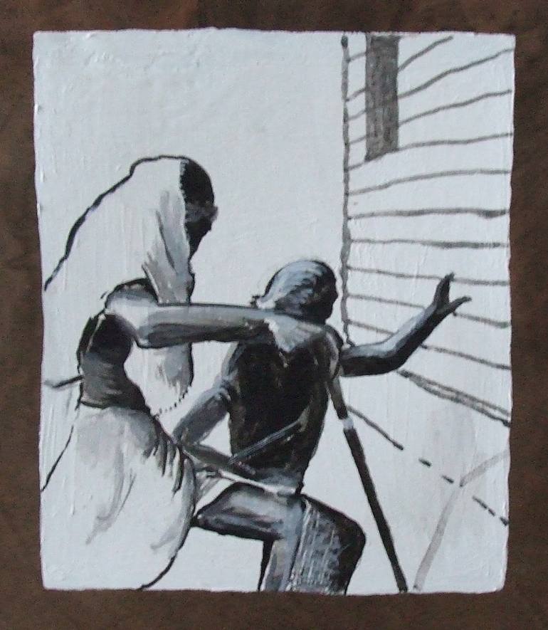 Mud Hut Gandhi Painting by Saif Osmani | Saatchi Art