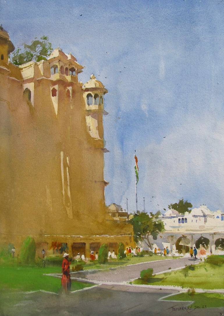 Udaipur Palace Painting by Bhargavkumar Kulkarni | Saatchi Art