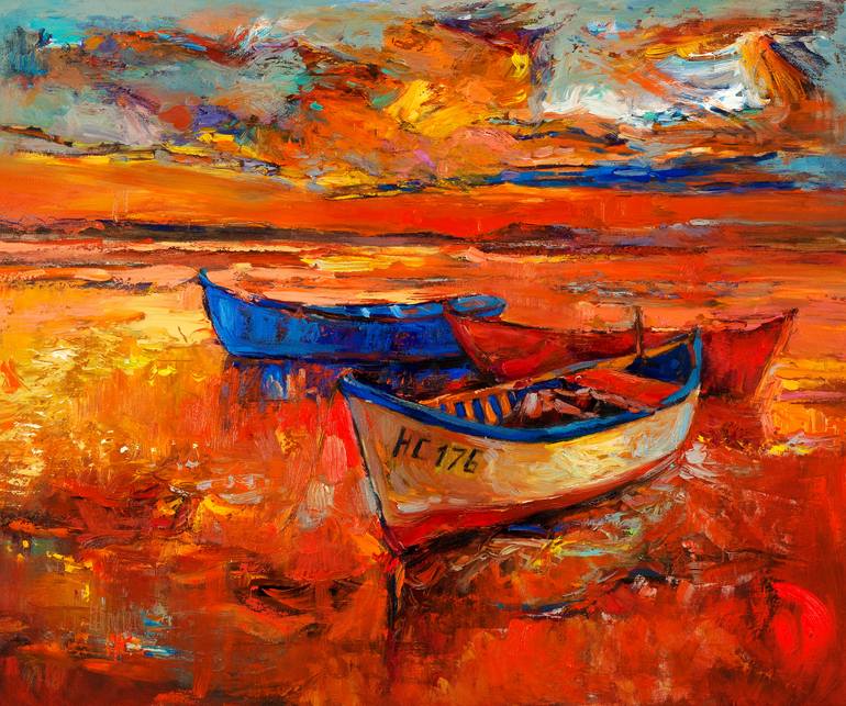 Sunset over ocean Painting by Boyan Dimitrov | Saatchi Art