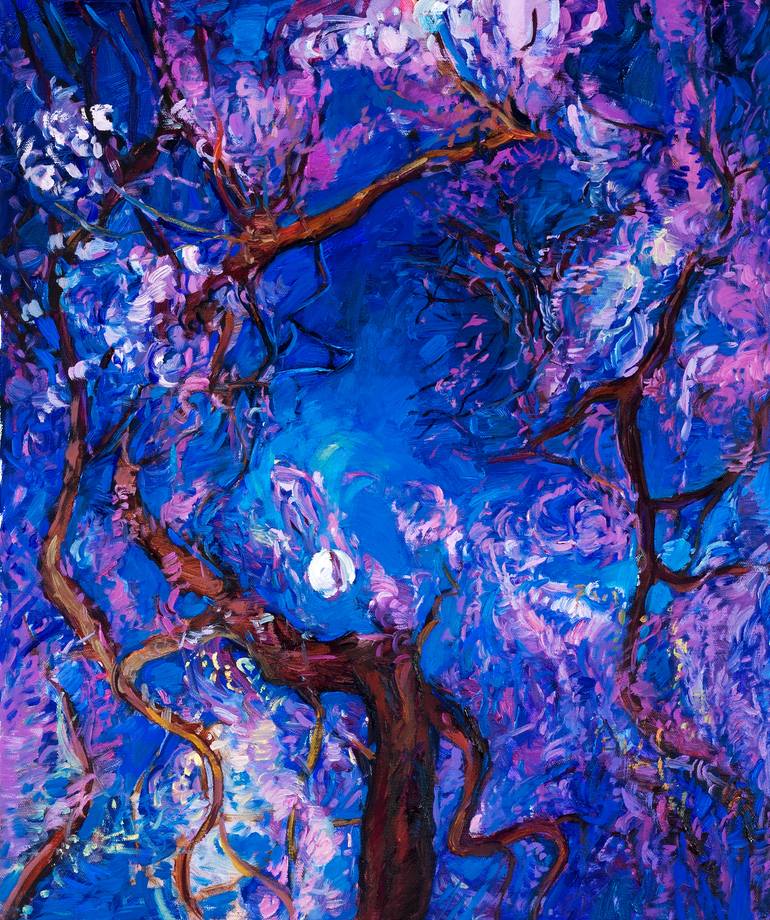 Forest at night Painting by Boyan Dimitrov | Saatchi Art