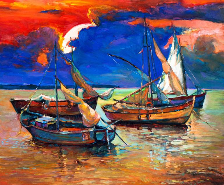 Fishing boats Painting by Boyan Dimitrov | Saatchi Art