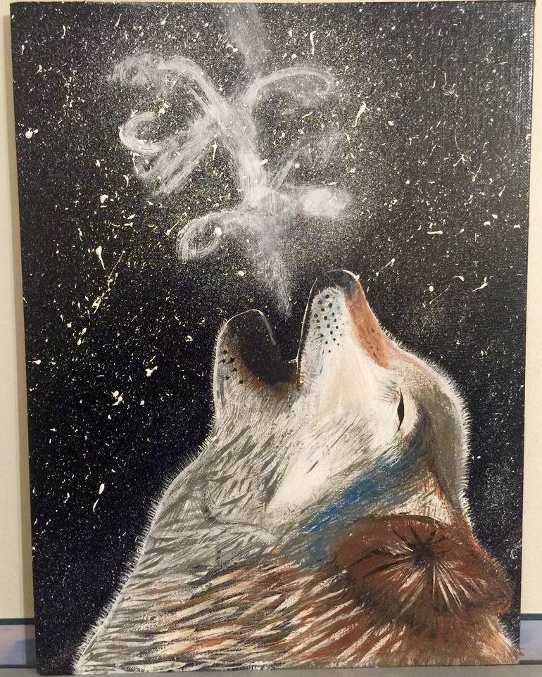 Howling wolf Painting by Tyler Cordwell | Saatchi Art