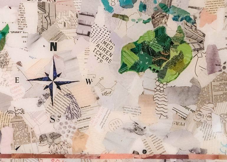 World Map of Paper Pieces Collage by Joe Dolack | Saatchi Art