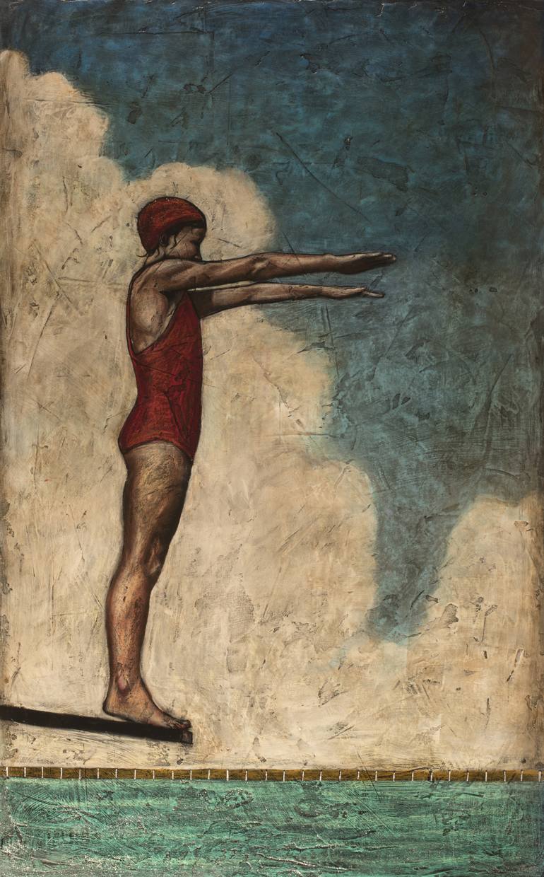 Dive Girl (L) Painting by Mary Solberg | Saatchi Art