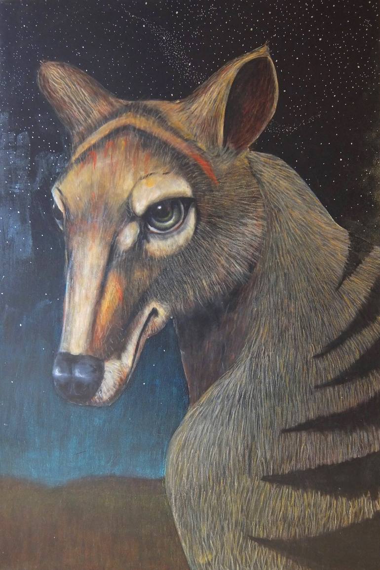Benjamin: The Last Tasmanian Tiger Painting by Mary Solberg | Saatchi Art