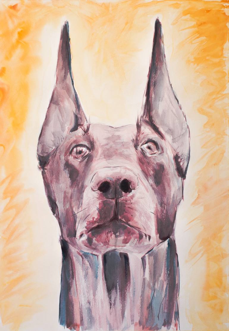 Doberman Painting by Evgeny Denisenko | Saatchi Art