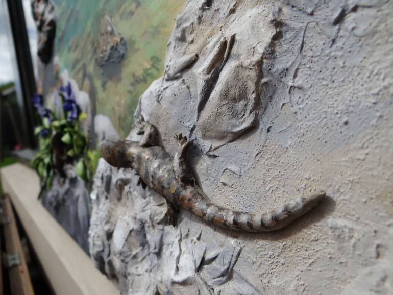Gecko's on Rocks Painting by Janet Carson | Saatchi Art