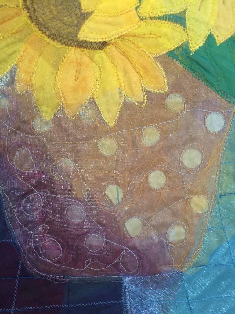 Sunflowers Textile Art Collage by Wendy Early Textile Art | Saatchi Art