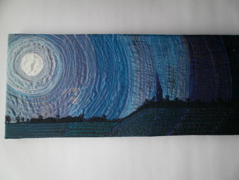 A Moonlit Night TextileArt Collage by Wendy Early Textile Art | Saatchi Art