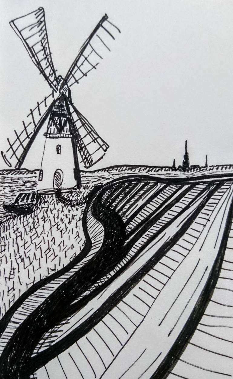 Miniature drawing - The Netherlands Drawing by Van Lanigh | Saatchi Art