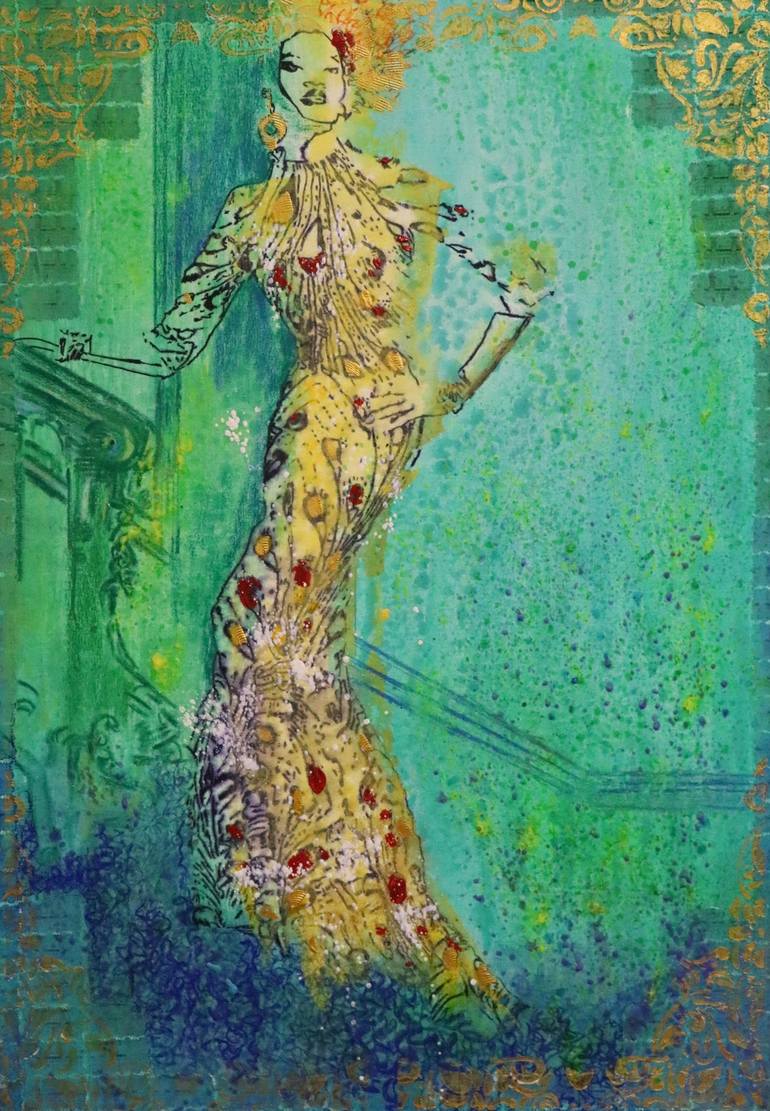 Girl Ascending stairs Painting by Richlin Burnett-Ryan | Saatchi Art