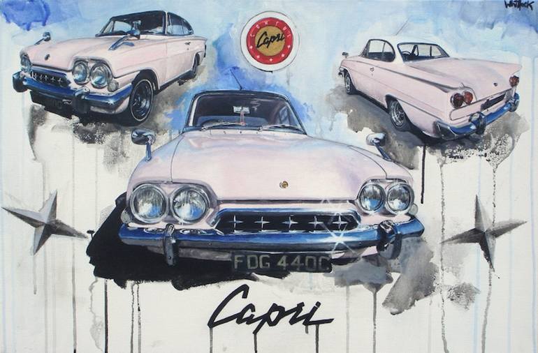 Ford Consul Capri Painting by Gary Whitlock | Saatchi Art