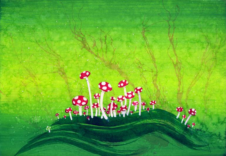 Mushrooms Painting by Lawrence Yang | Saatchi Art