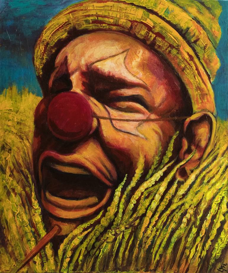 The clown's name is July. Painting by Peter Solymos | Saatchi Art