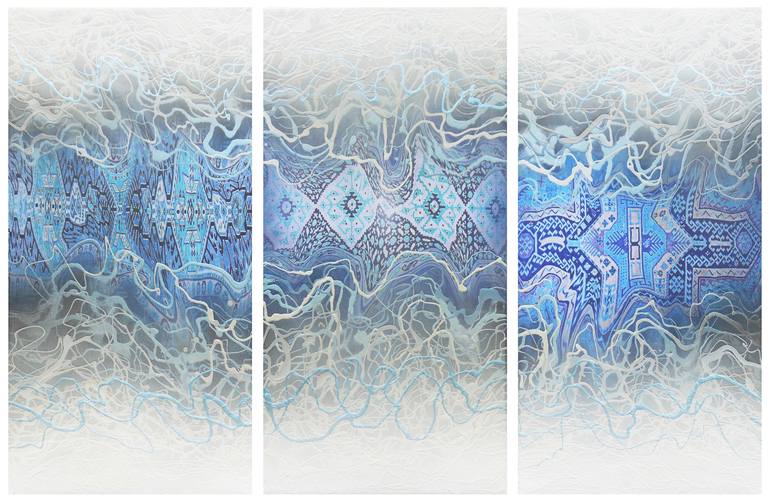 Blue Triptych Painting by andrew skutnik | Saatchi Art
