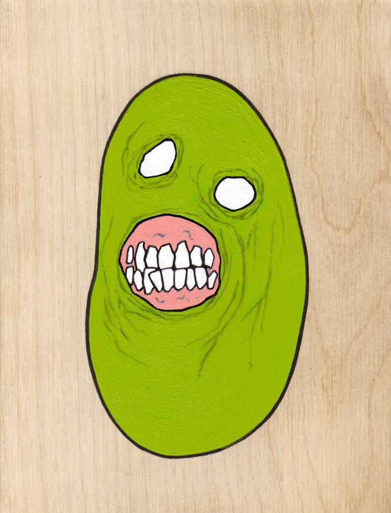 Evil Masked Zombie Pebble (green) Painting by Wayne Chisnall | Saatchi Art