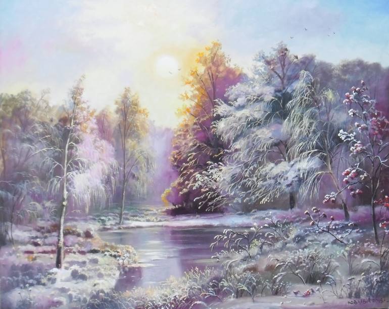 Winter in the forest Painting by Alexander Koval | Saatchi Art