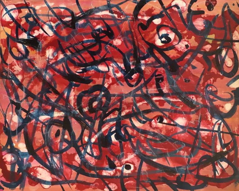 Le dessin animé rouge Painting by Jewell Homad Johnson | Saatchi Art