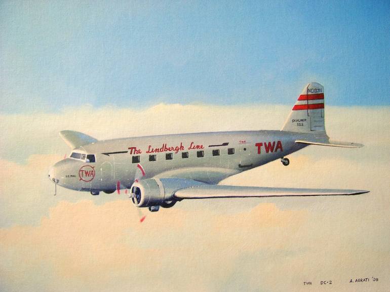 TWA DC2 Painting by Andrea Agrati | Saatchi Art