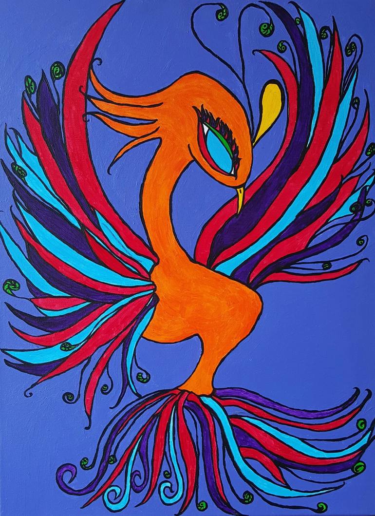 The Phoenix Reborn Painting by amy traver | Saatchi Art