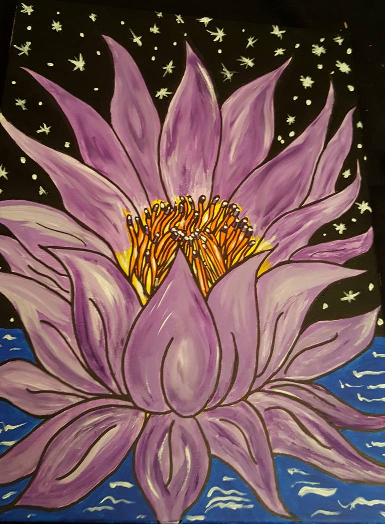 Lavender Lotus Painting by amy traver | Saatchi Art