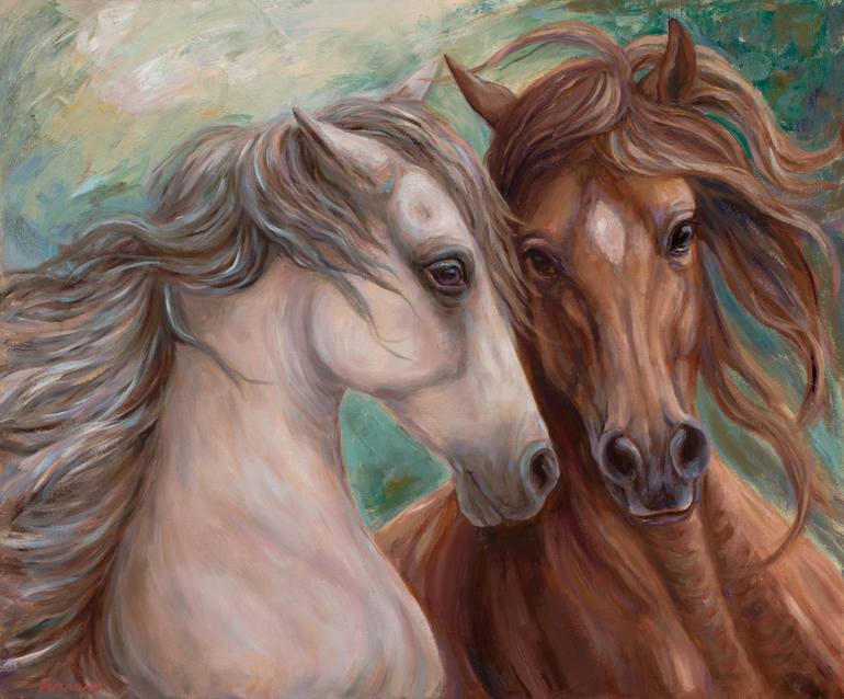 Sharing Secrets Painting by Janet Ferraro | Saatchi Art