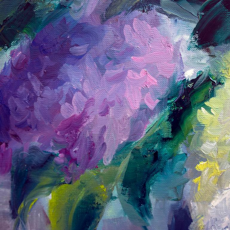 Lilac flowers abstract painting on canvas Painting by Anna Lubchik ...