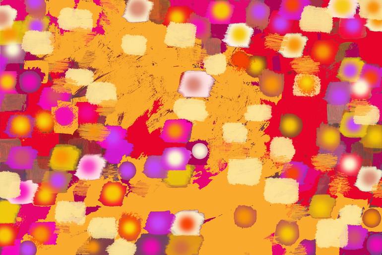 Spotty Square Blobs Painting by Viv Rosser | Saatchi Art