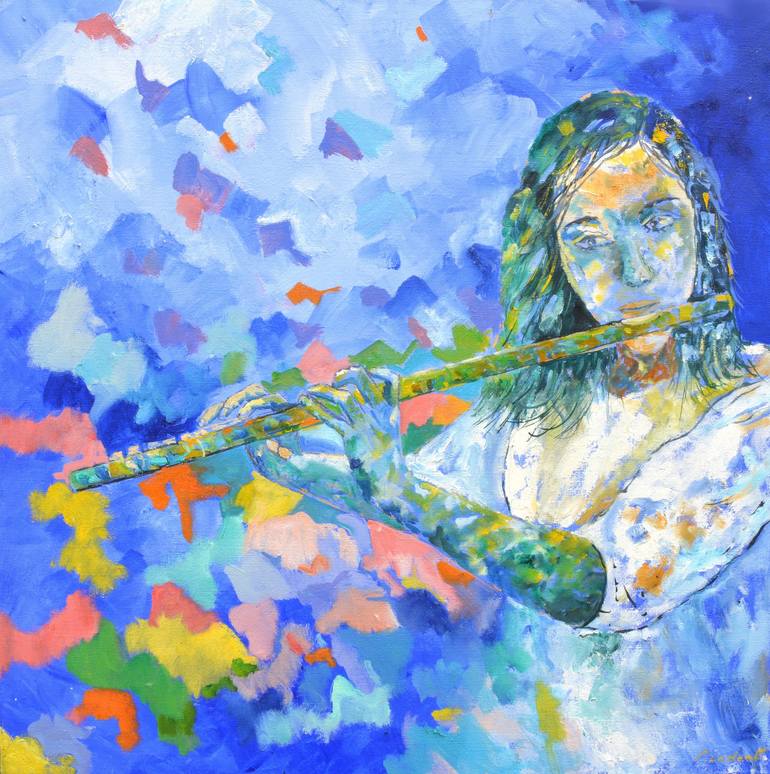 Playing the flute Painting by Pol Ledent | Saatchi Art