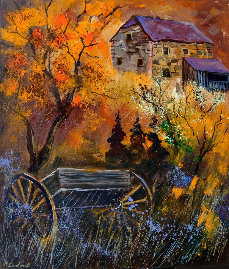An old barrow waiting to go to the marketplace Painting by Pol Ledent ...