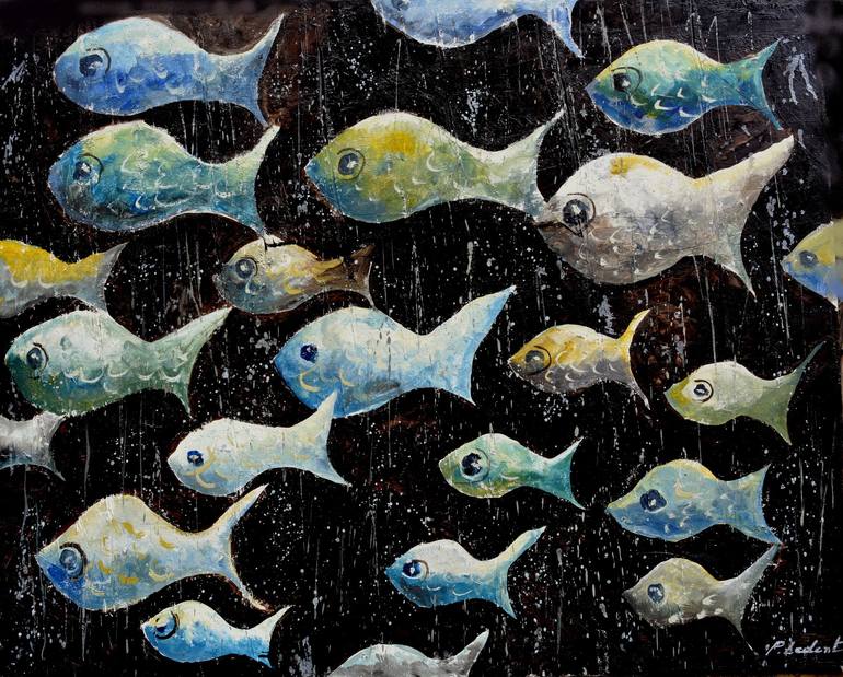 Swimming fish Painting by Pol Ledent | Saatchi Art