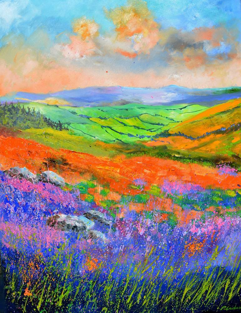 Scottish moors in spring Painting by Pol Ledent | Saatchi Art