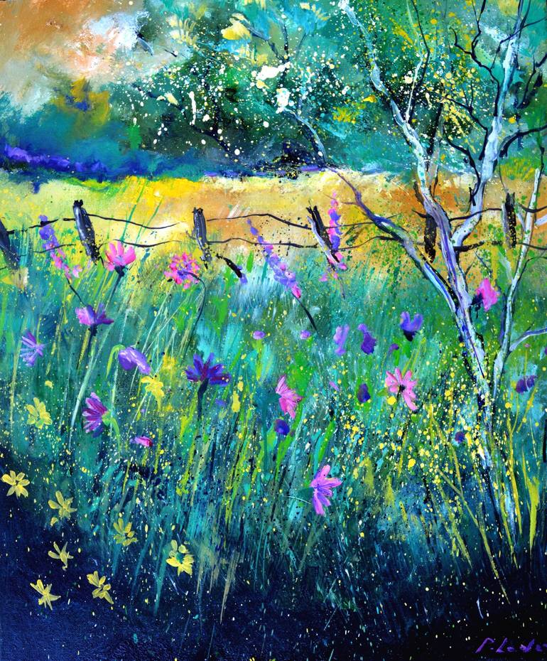 Wild purple flowers Painting by Pol Ledent | Saatchi Art