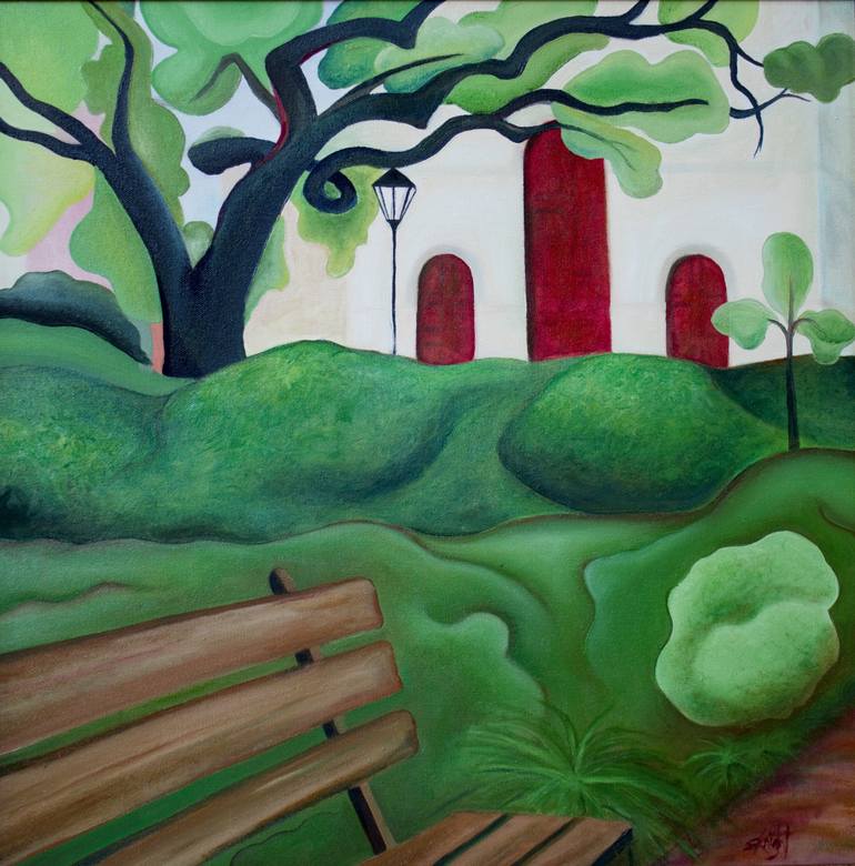 Red Doors, Wright Square Painting by Emma Knight | Saatchi Art