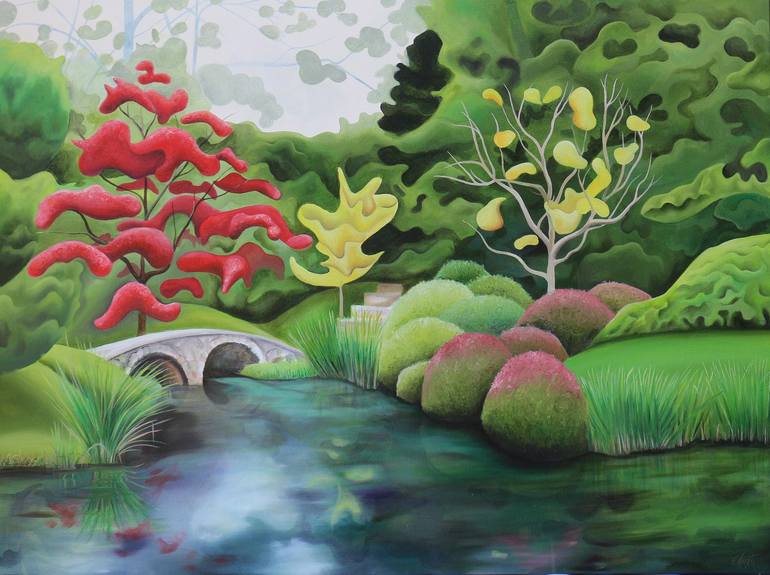Maymont's Japanese Garden IX Painting by Emma Knight | Saatchi Art