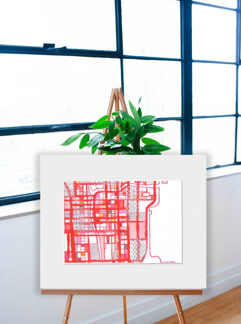 Abstract Map of Chicago Loop - Horizontal Drawing. Travel Art ...