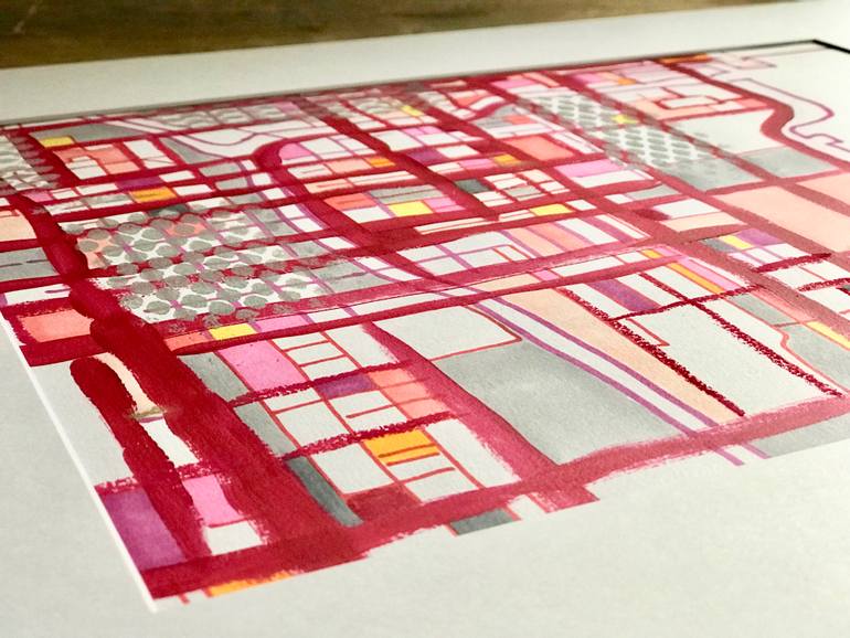 Abstract Map of Chicago Loop - Horizontal Drawing. Travel Art ...