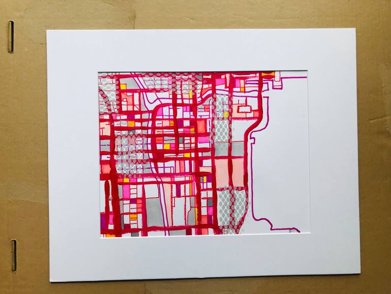 Abstract Map of Chicago Loop - Horizontal Drawing. Travel Art ...