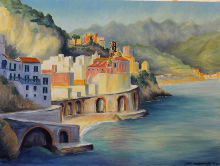 Atrani Painting by Leo Kennedy | Saatchi Art
