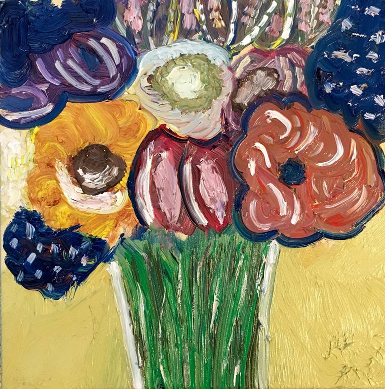 Flowers in a vase Painting by Michael Felan | Saatchi Art