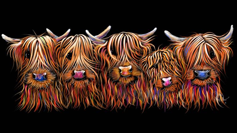 HiGHLaND CoW PRiNTS ' THe McHaiRY CooS ' BY SHiRLeY MacARTHuR Painting ...