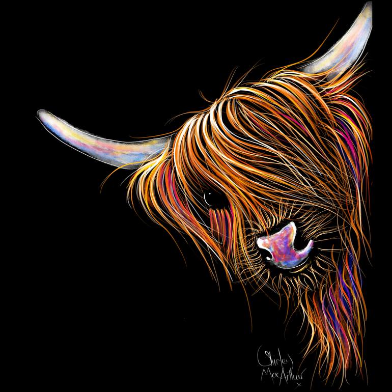 Highland Cow Print ' NooDLeS ' BY SHiRLeY MacARTHuR Painting by Shirley ...