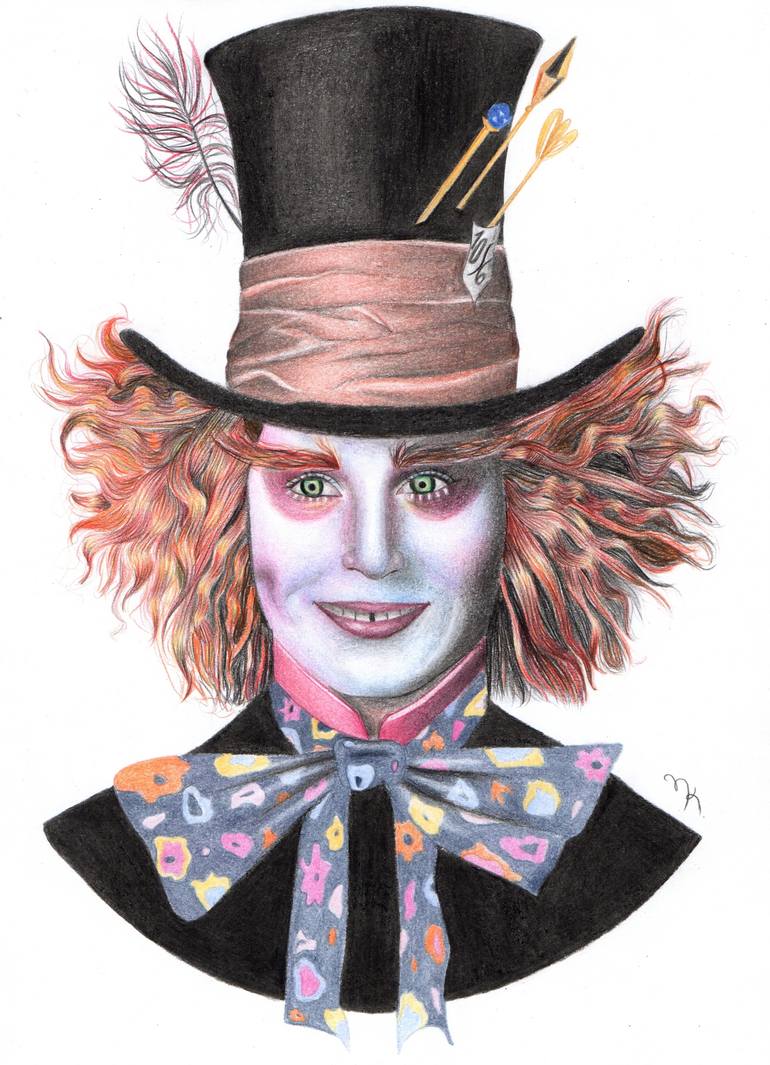 The Mad Hatter drawing Drawing by Nela Kratochvílová | Saatchi Art