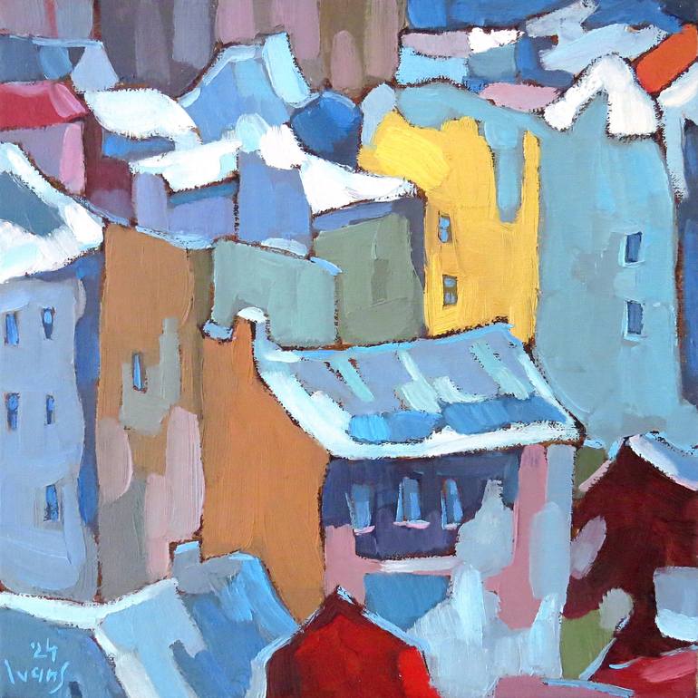 Over the Riga roofs Painting by Ivan Onnellinen | Saatchi Art
