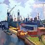 Riga Shipyard Painting by Ivan Onnellinen | Saatchi Art