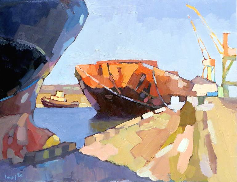 PleinAir at Riga Shipyard 3 Painting by Ivan Onnellinen | Saatchi Art